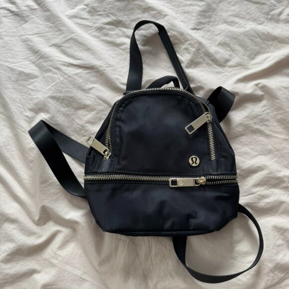 lululemon athletica | Bags | Lululemon Mini Backpack Black And Gold ...